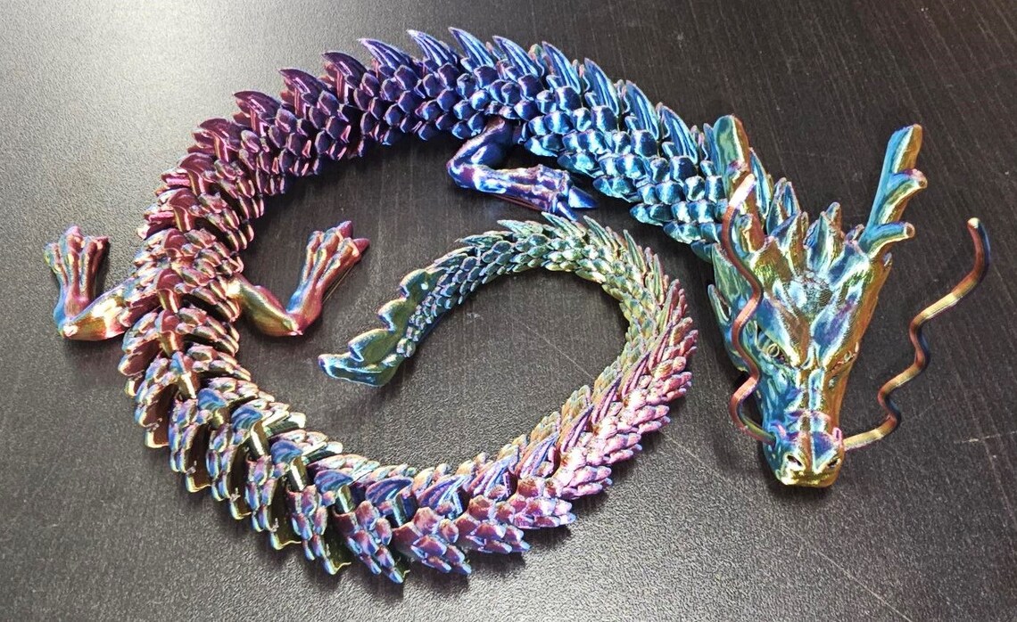 Articulated Dragon, 3D Printed Flexi Dragon, Fidget Toy, Authorized ...
