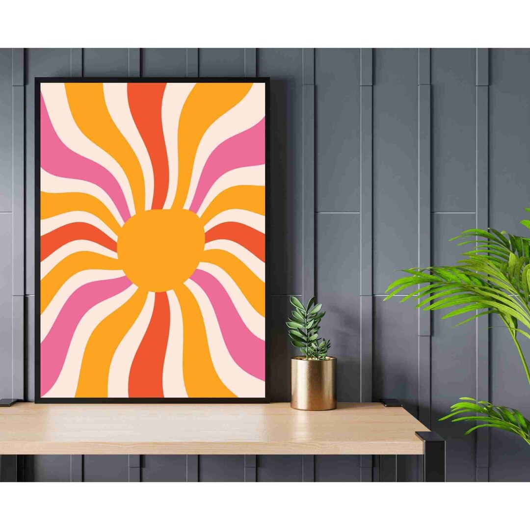 Abstract Retro Sun Poster: Digital Downloads in A4,A3 and 8x10 In - Etsy