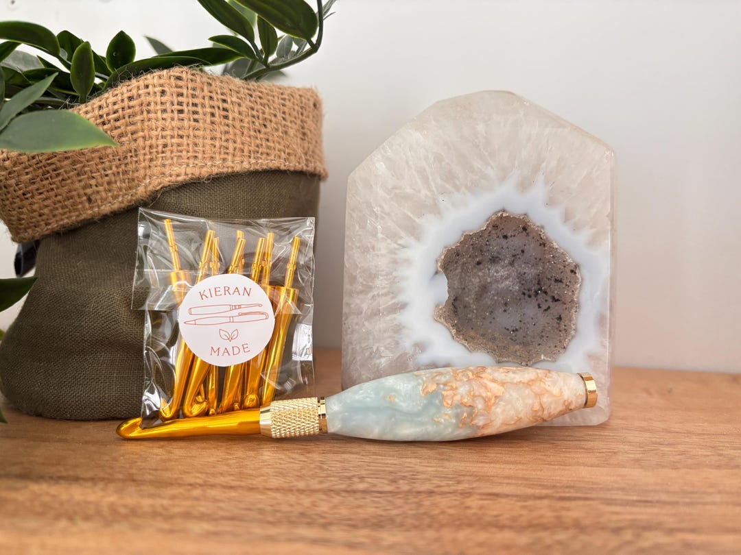 Standard Crochet Hook Set | Pastel Blue & White With Gold Flakes ...