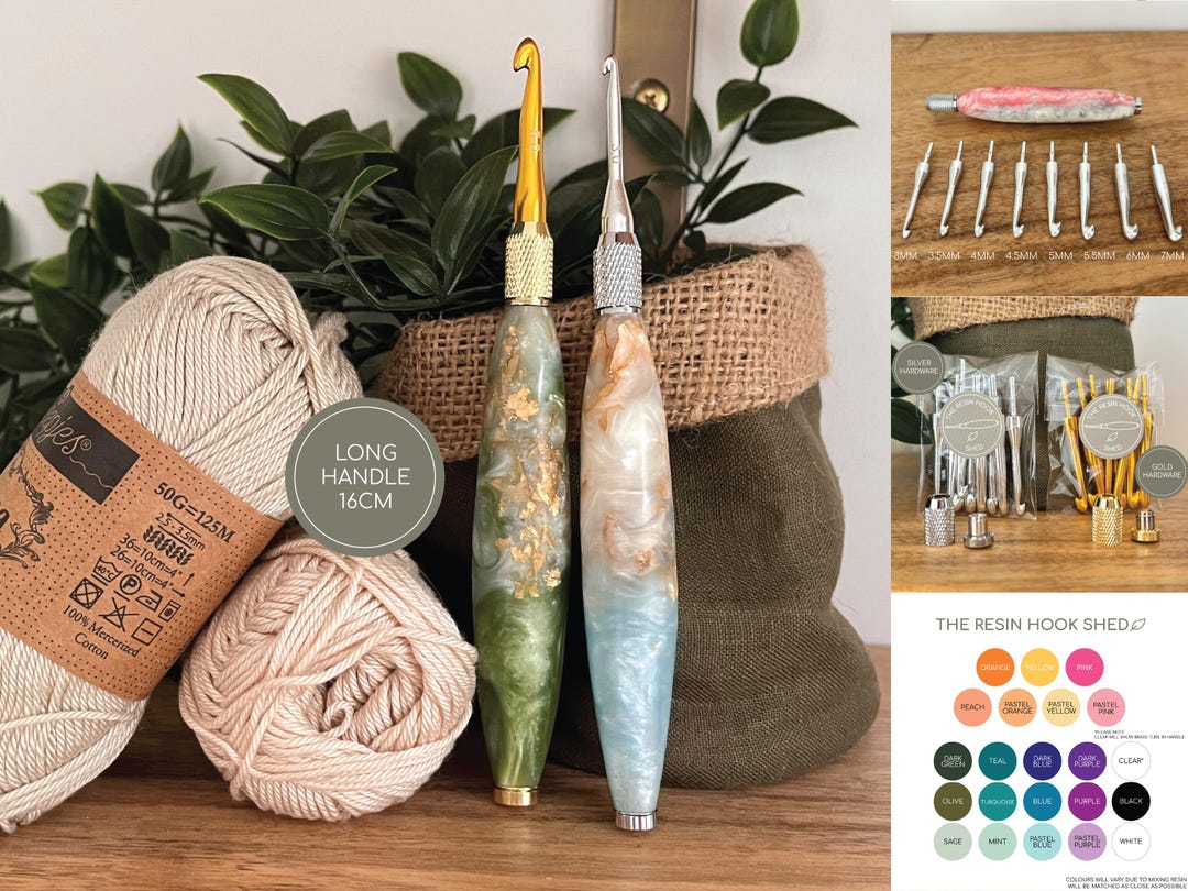 Custom Resin Crochet Hook Handle Set | Long Size Handle ...