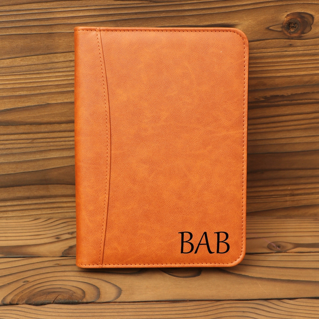 Personalized A5 Leather Portfolio With Zipper & Calculator - Etsy