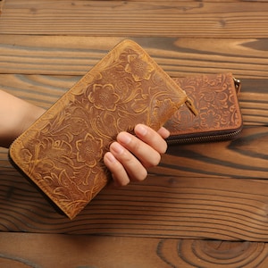 Personalized Long Wallets, Full Grain Leather Wallet for Women, Her ...