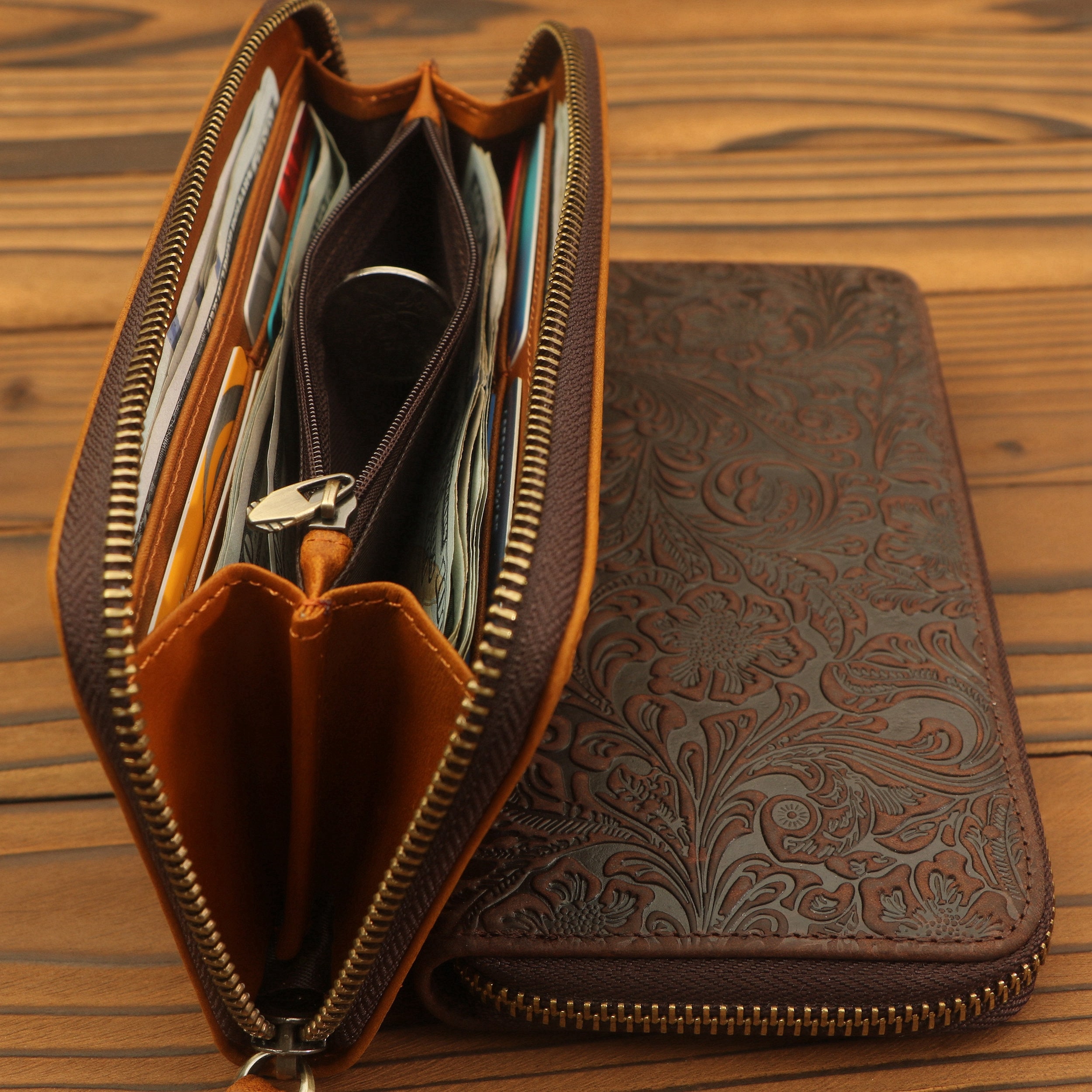 Personalized Father's Day Gift Wallets, Full Grain Leather Billfold ...