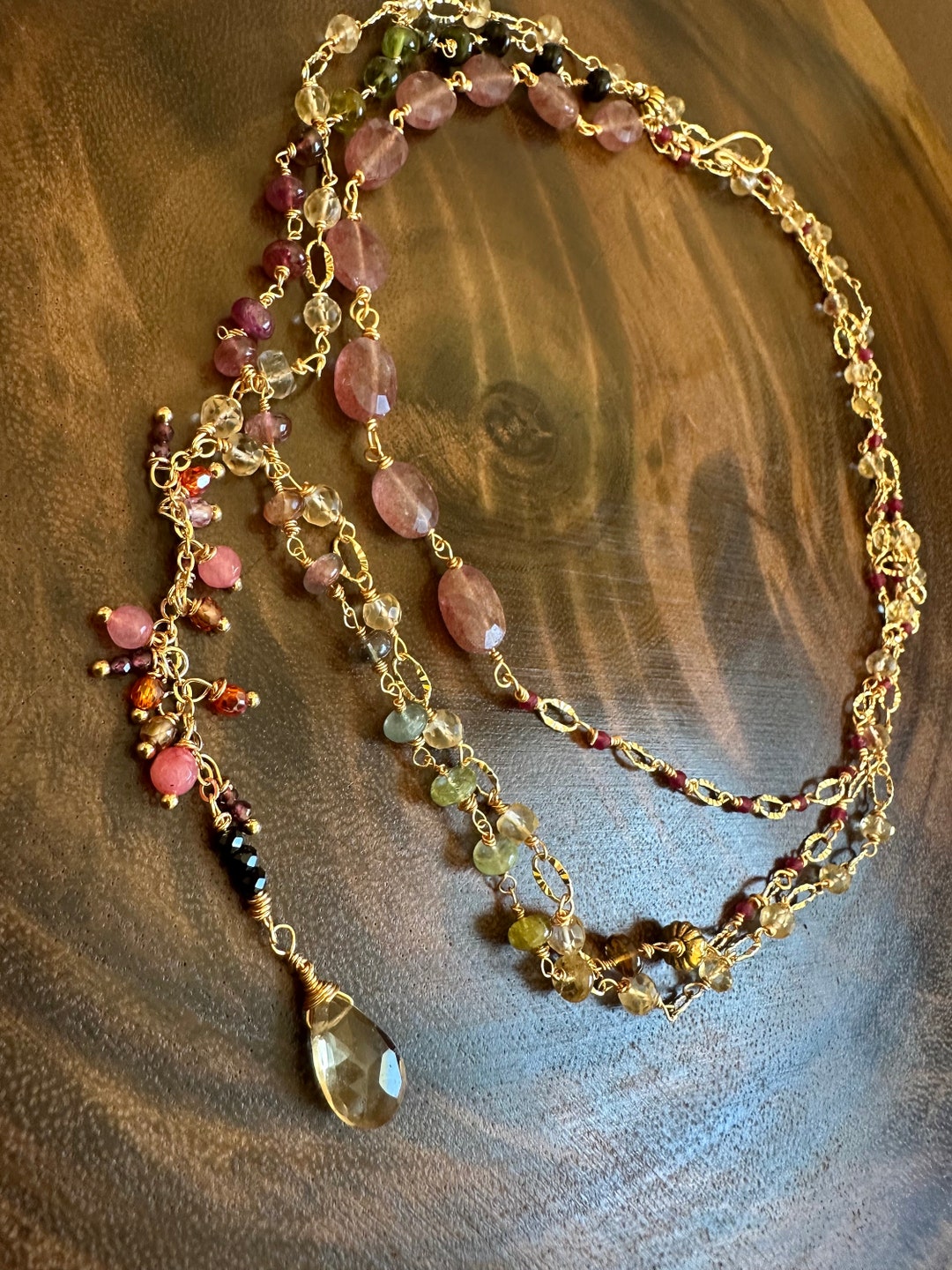 Multi Gemstone Necklace - Etsy