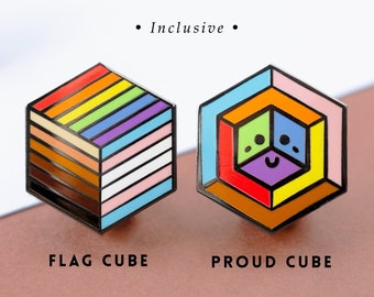 Inclusive Rainbow Pin Flag Cube Geometric LGBTQ Pin Lapel Badge Brooch ...