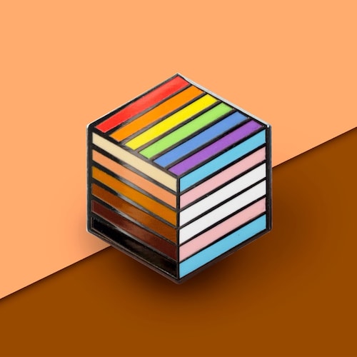 Inclusive Rainbow Pin Flag Cube Geometric LGBTQ Pin Lapel - Etsy