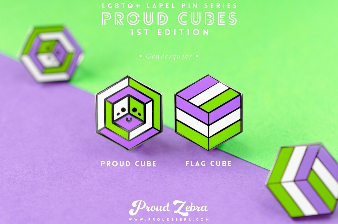 Genderqueer Pins Set Proud Cubes Geometric LGBTQ Pin Lapel Badge Brooch ...