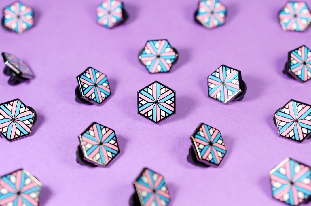 Transgender Pride Enamel Pin: Geometric Snowflake Design (20x17.5mm) - Etsy