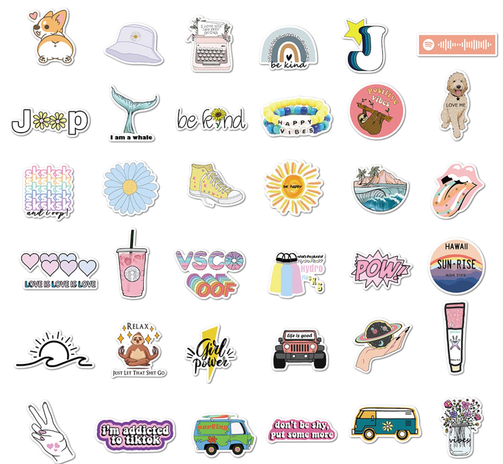 VSCO Stickers 50 Pc Sticker Set VSCO Summer Lovin' Laid Back Chill ...