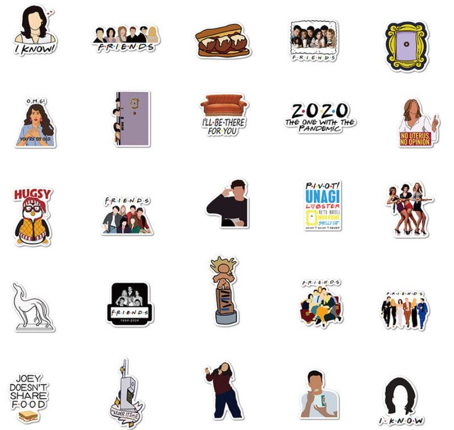 FRIENDS Stickers 50 Pc Sticker Set Friends Tv Show - Etsy