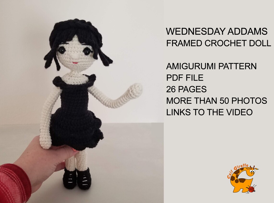 Wednesday Addams Crochet Doll Amigurumi Pattern in PDF File - Etsy