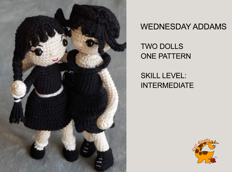 Wednesday Addams Crochet Doll Amigurumi Pattern in PDF File - Etsy