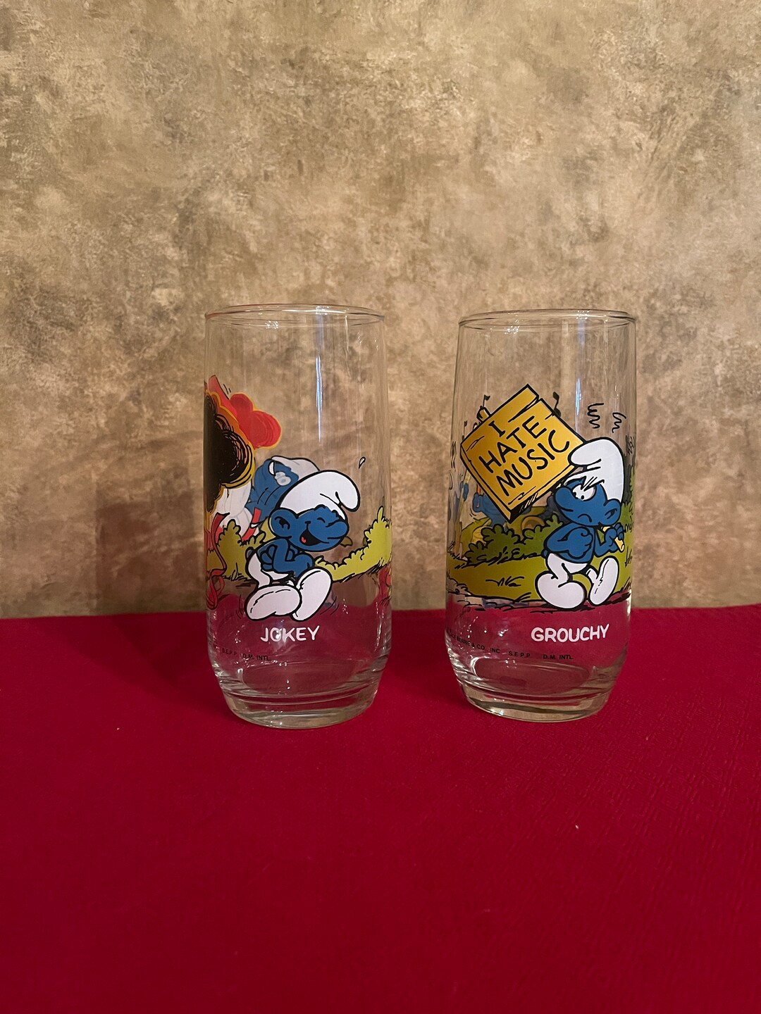 1982 Hardees' Peyo Smurf Beverage Glasses Jokey & Grouchy Set of 2 - Etsy