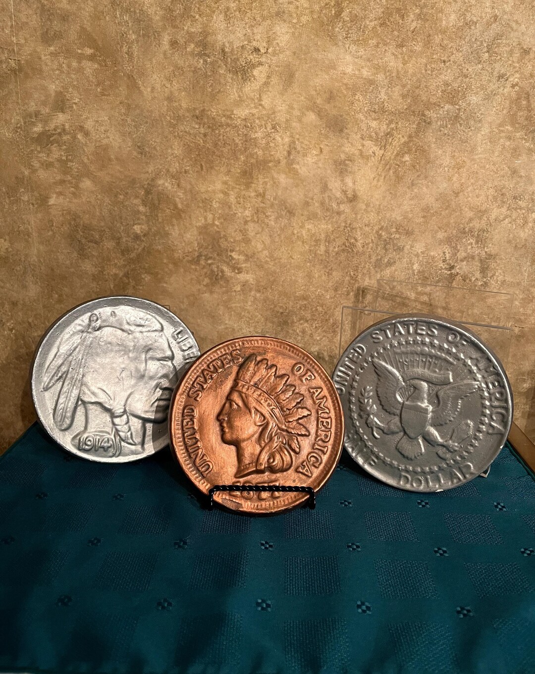 Vintage Plaster/chalkware Coin Plaques Set of Three: Indian Head Penny ...
