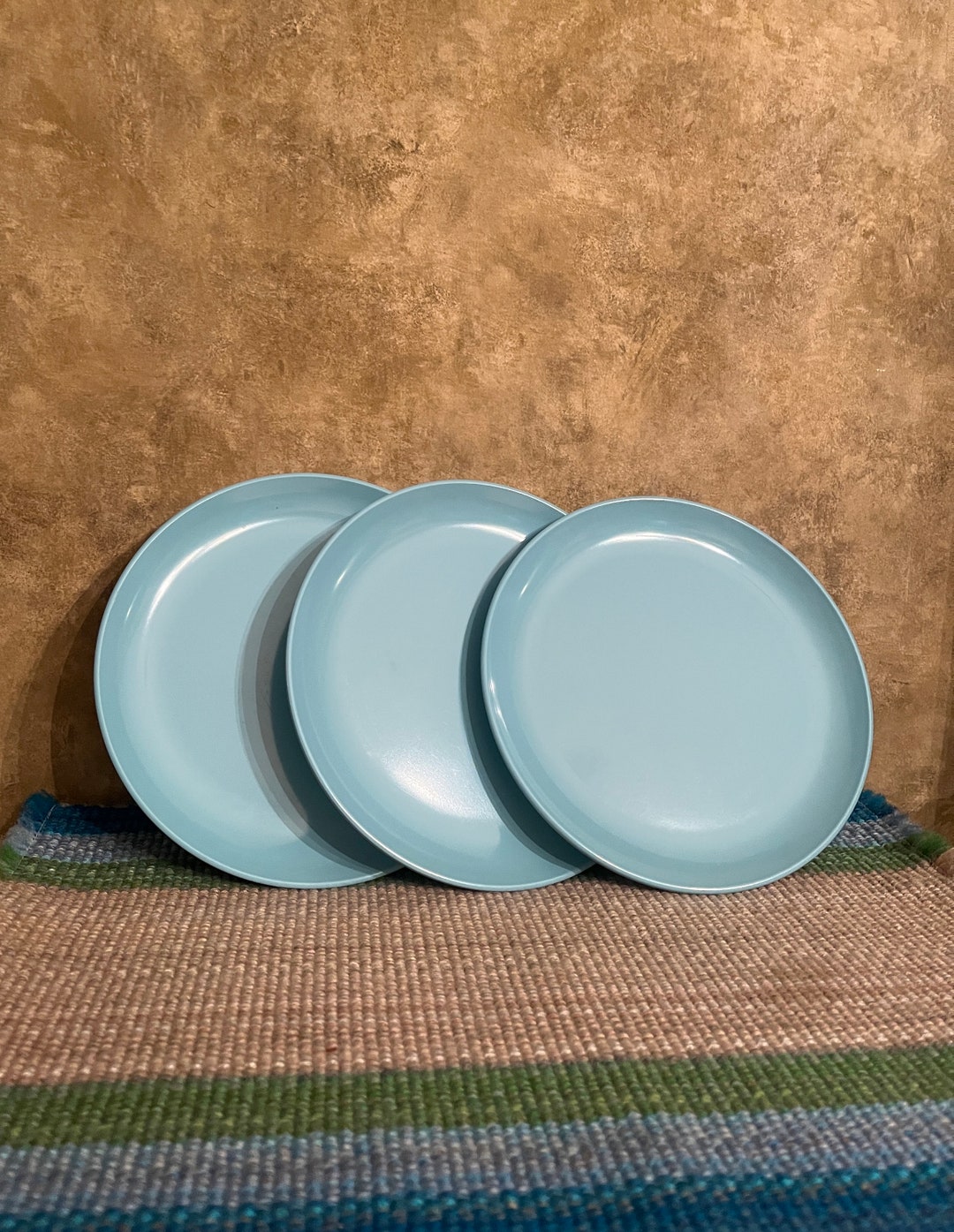 Vintage MCM Boonton Molding Co. Turquoise Melmac Lunch Plates Set of 3 ...
