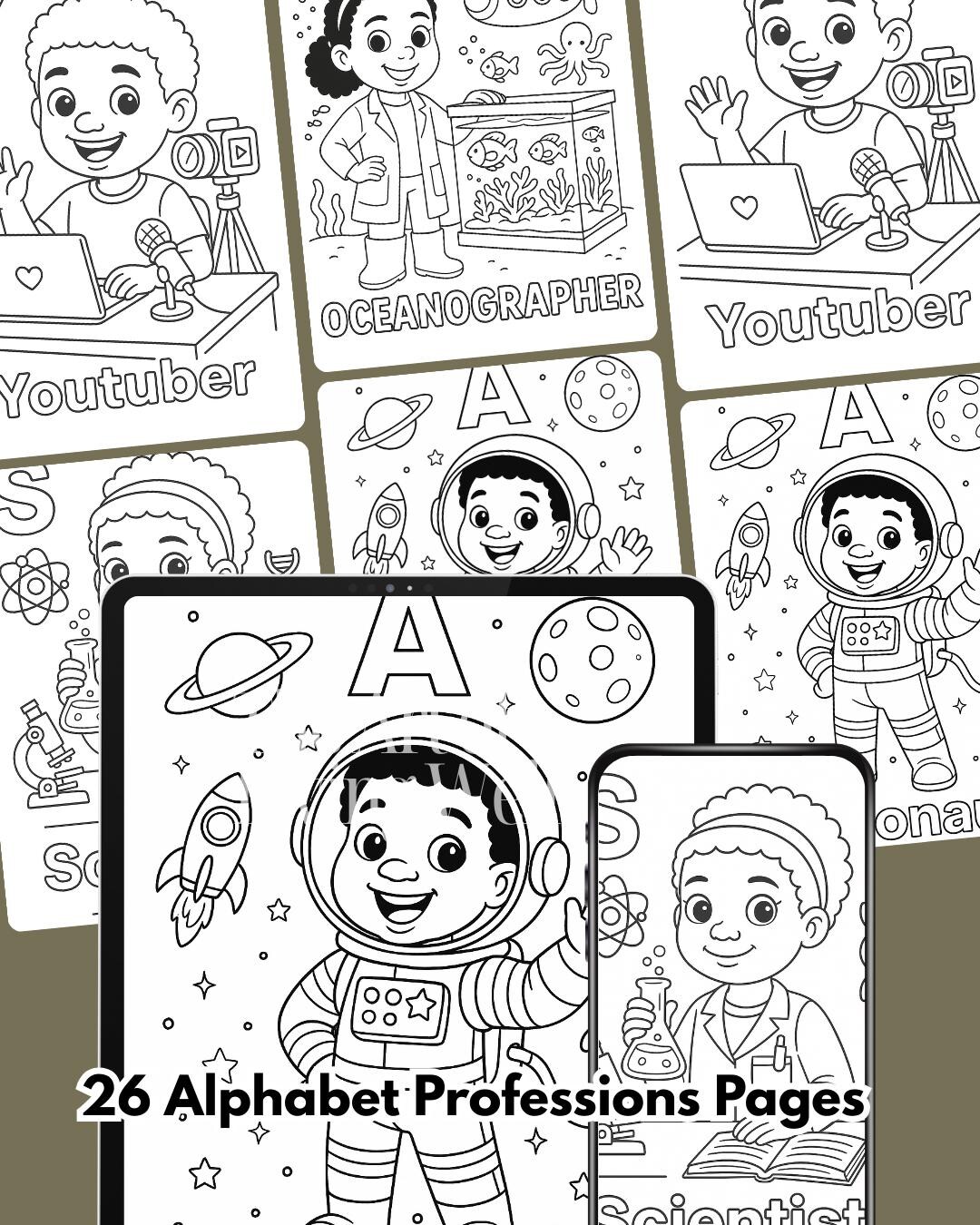 A–Z Professions Coloring Book - Etsy