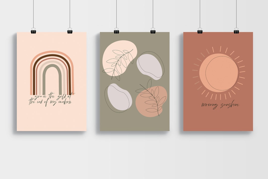 Ensemble de 3, Boho Digital Wall Prints, Téléchargement instantané ...