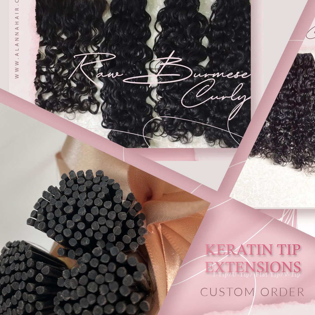 Keratin Tip Hair Extensions Raw Burmese Curly - Etsy