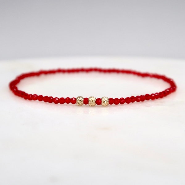 Red Beaded Bracelet - Etsy