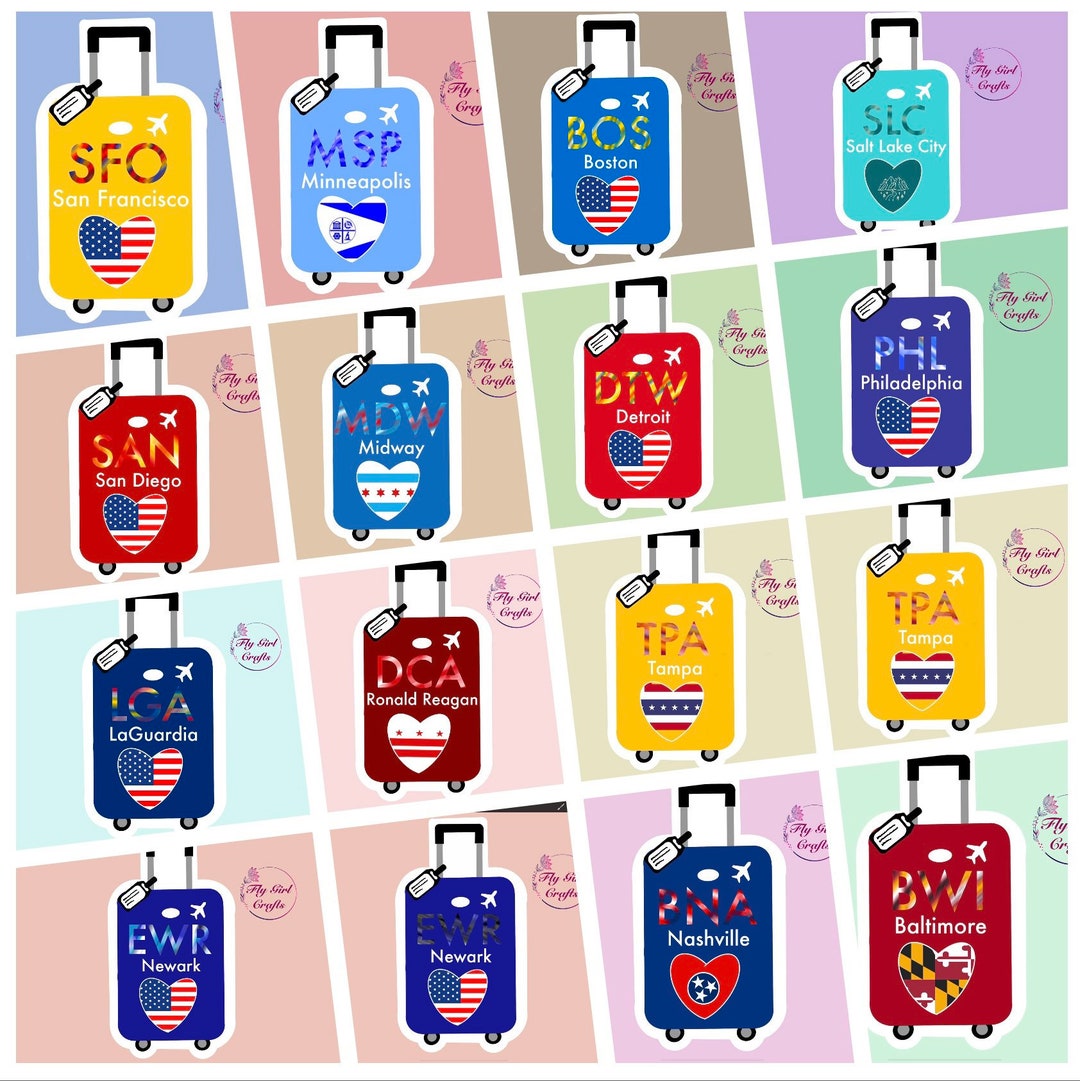 Airport IATA Code Carry on Bag, Cabin Crew Sticker, Aviation Stickers ...