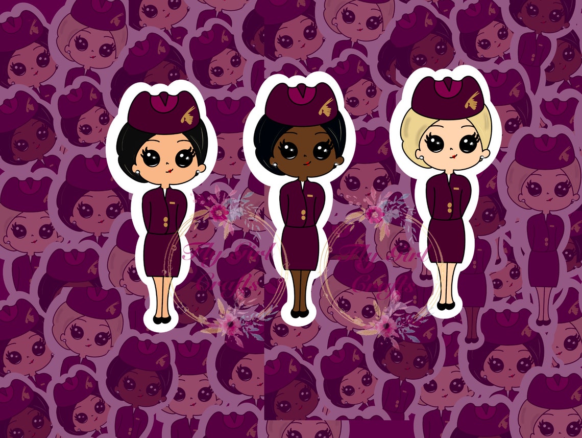 QATAR Flight Attendant Cabin Crew Sticker Aviation Sticker - Etsy