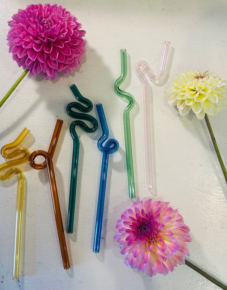 Drinking Glass Straws - Colorful Twists Add On - Etsy