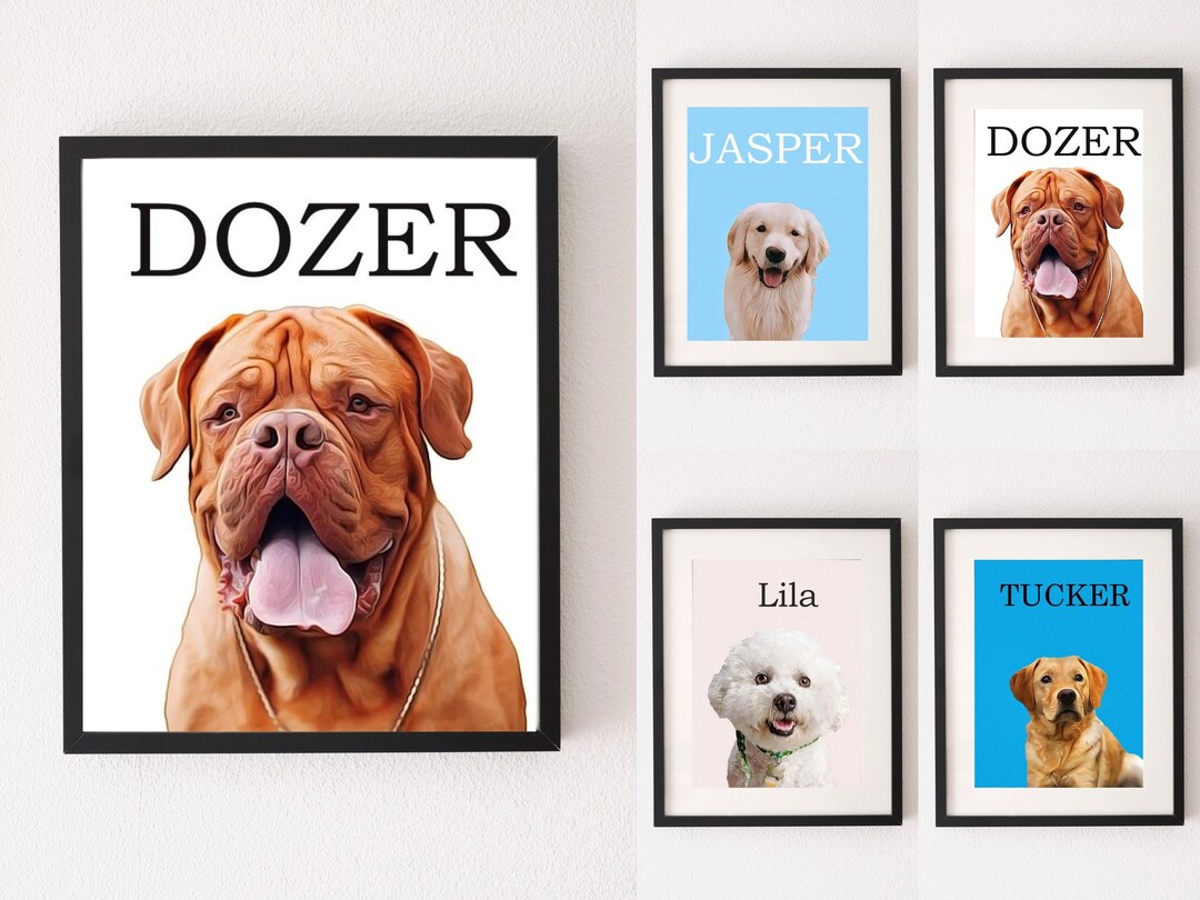 Pet Portrait Custom and Personalized. Pet Dog Wall Art Digital Download ...