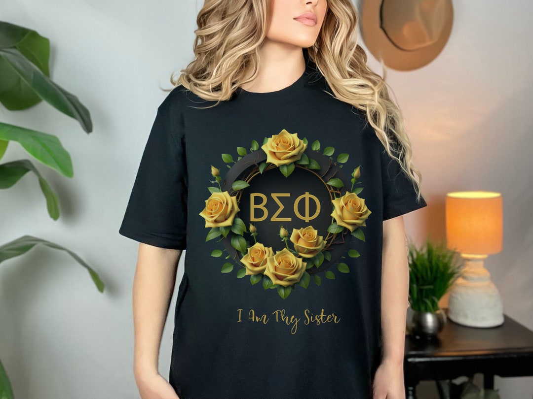 Beta Sigma Phi Wreath of Yellow Roses Tee | I Am Thy Sister Script - Etsy