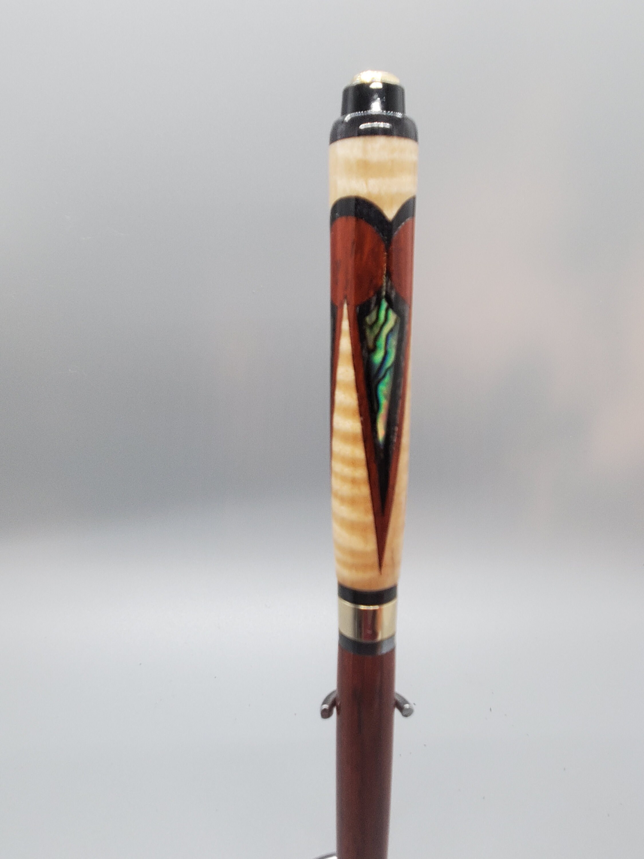 Pool Cue Roller Ball Pen With Abalone Inlay and Curly French White Ash ...