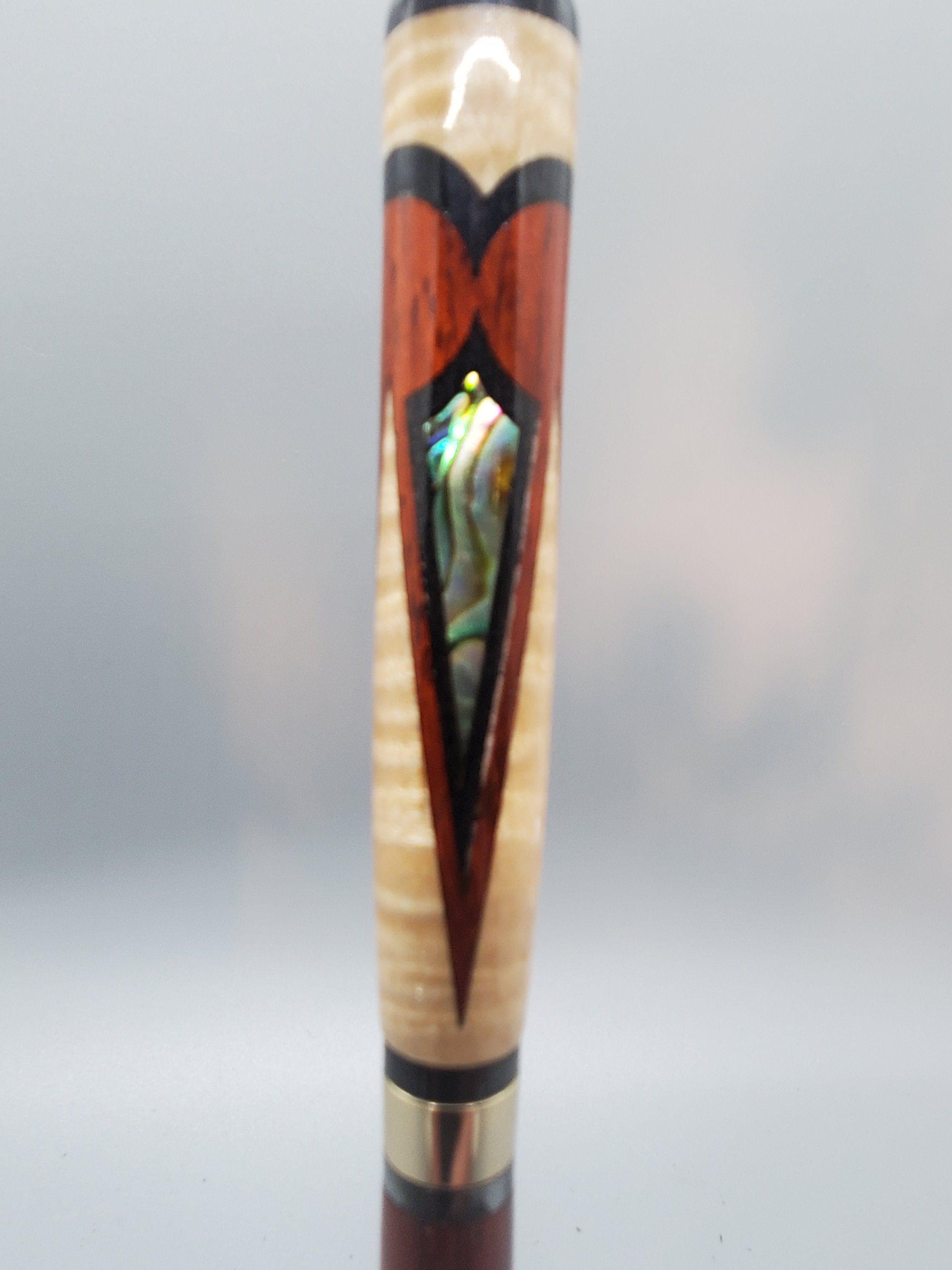 Pool Cue Roller Ball Pen With Abalone Inlay and Curly French White Ash ...