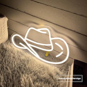 Cowgirl Hat LED Neon Sign, Cowboy Hat Neon Light Sign, Custom Western ...