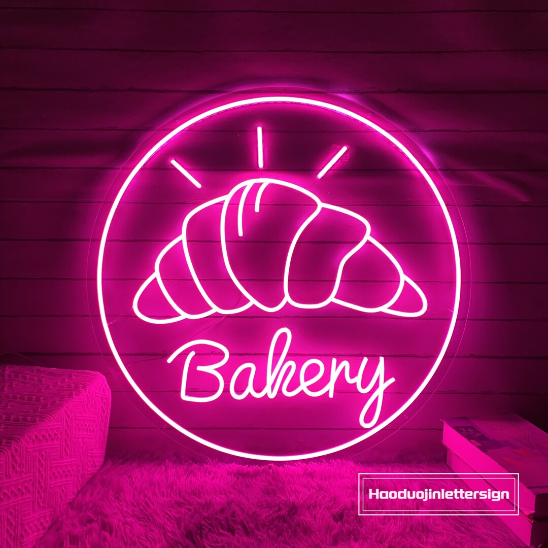 Bakery Croissant LED Neon Sign, Custom Bakery Shop Neon Light Sign ...
