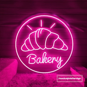 Bakery Croissant LED Neon Sign, Custom Bakery Shop Neon Light Sign ...
