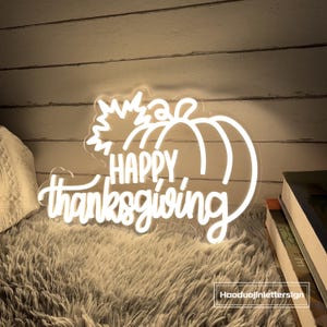 Happy Thanksgiving Pumpkin LED Neon Sign, Custom Fall Pumpkin Neon ...