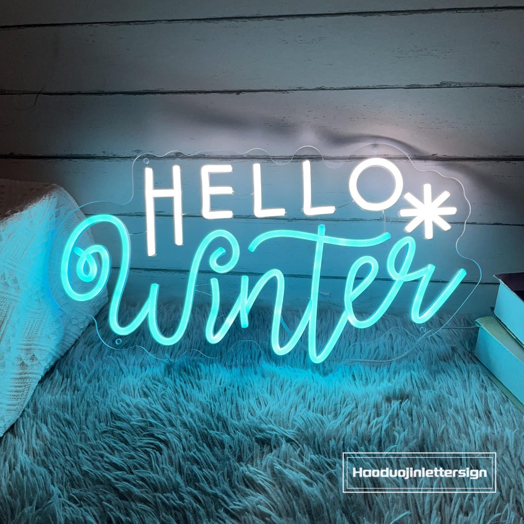 Hello Winter Snowflake Neon Sign, Custom Winter Season LED Neon Light ...