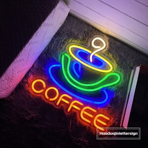 Coffee Cup LED Neon Sign, Custom Coffee Bar Shop Cafe Restaurant ...