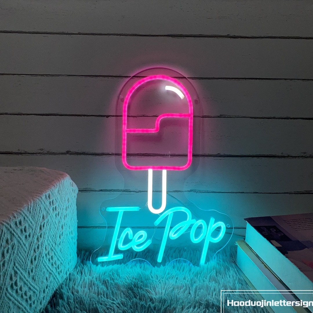 Ice Pop Neon Sign, Custom Coffee Shop Bar Ice Cream Sorbet LED Neon ...