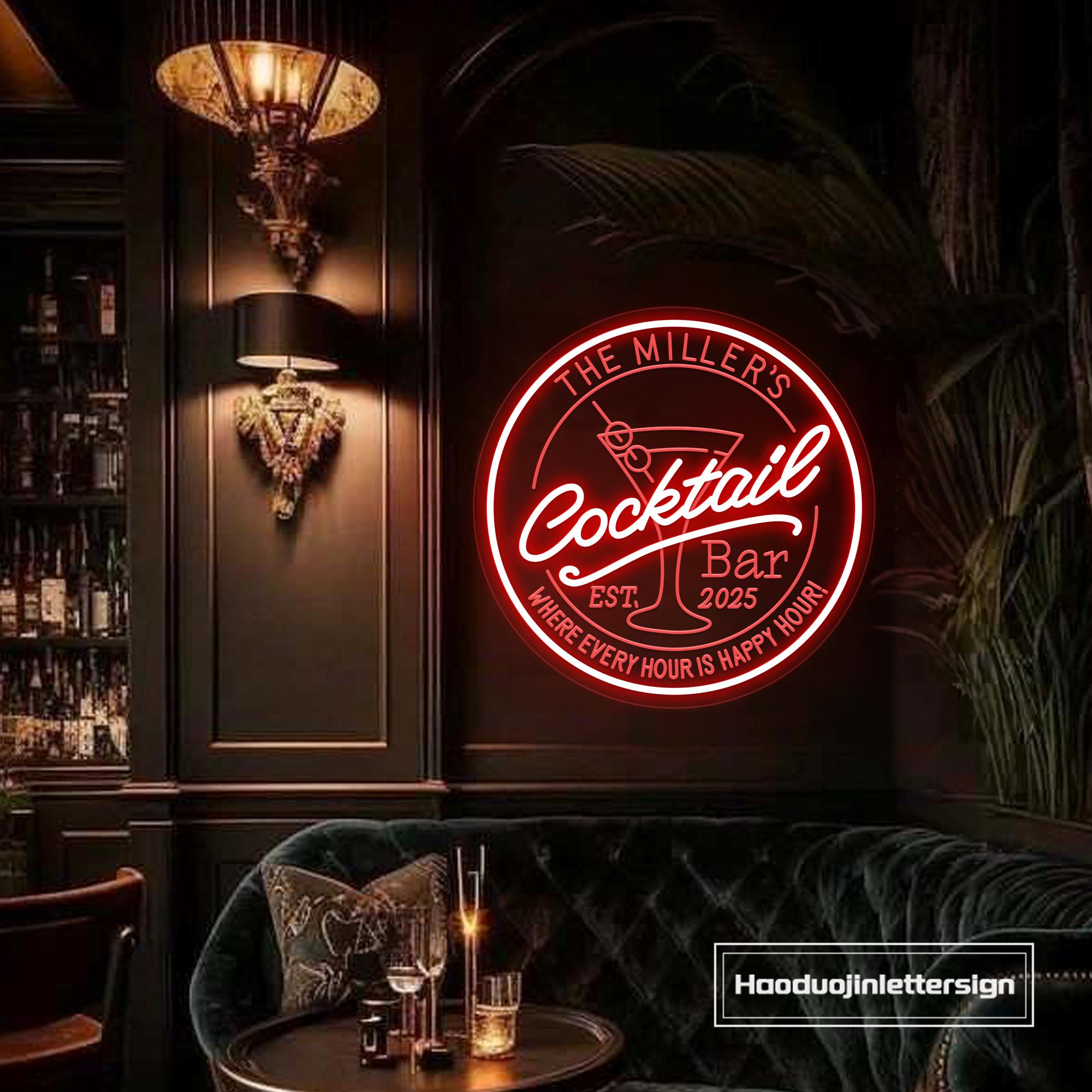 Custom Cocktail Bar Neon Sign, Home Bar Name LED Neon Light, Cocktail ...