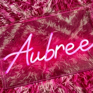 Custom LED Neon Sign Box Table Name Neon Light Free Standing Desk Wall ...