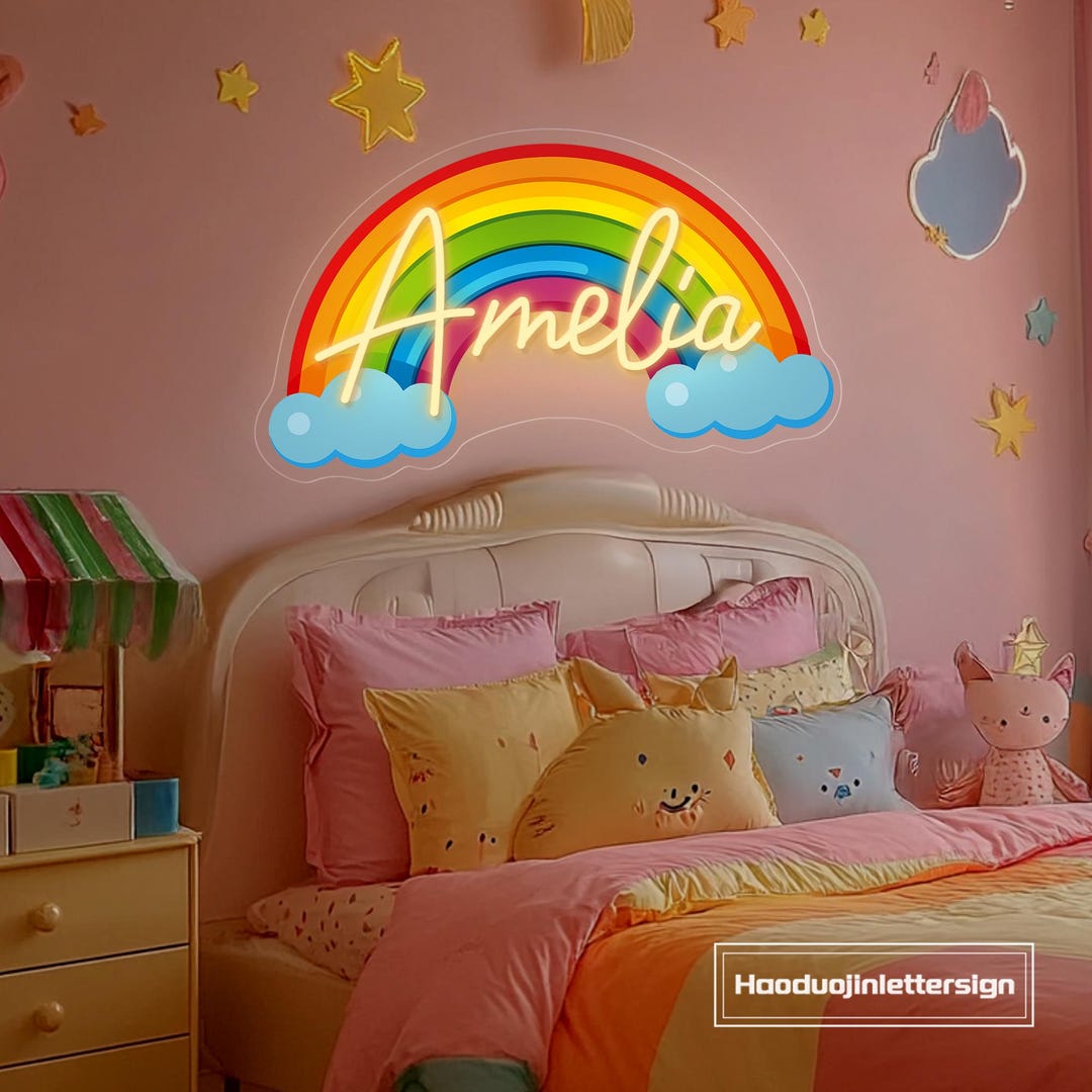 Custom Rainbow Name Neon Sign, Personalized Girl Kid's Room Children ...