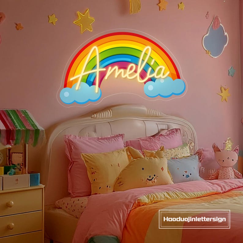 Custom Rainbow Name Neon Sign, Personalized Girl Kid's Room Children ...