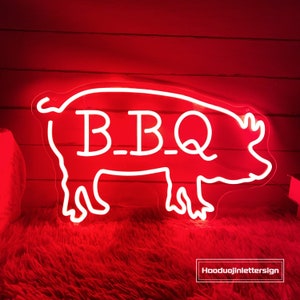 BBQ Pig Neon Sign, Custom Korean Restaurant Steak House LED Neon Light ...