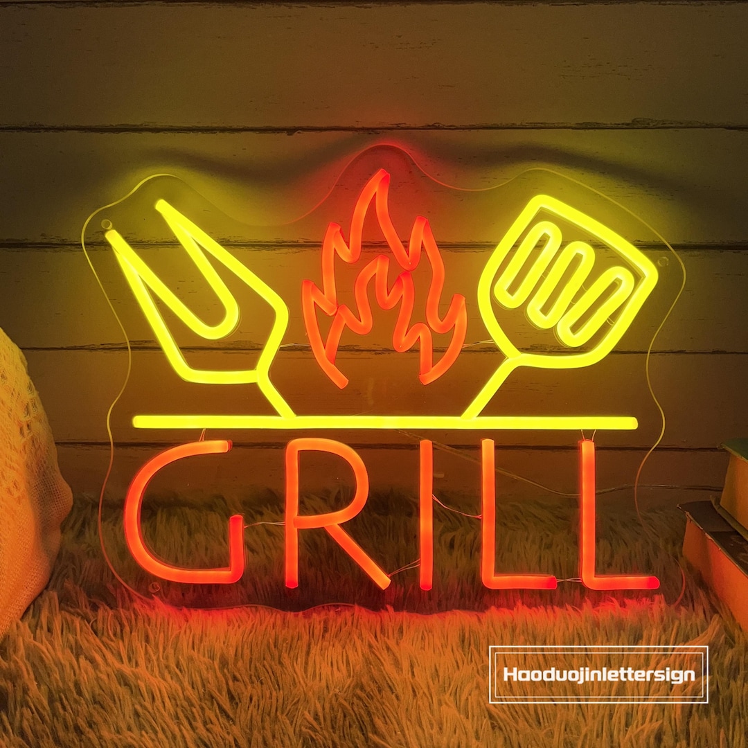 Grill Fork Spatula Neon Sign, Custom Grill Bar BBQ Bar LED Neon Light ...