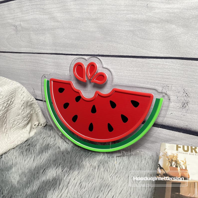 Cute Watermelon Neon Sign, Custom Fruit LED Neon Light UV Printed Fruit ...