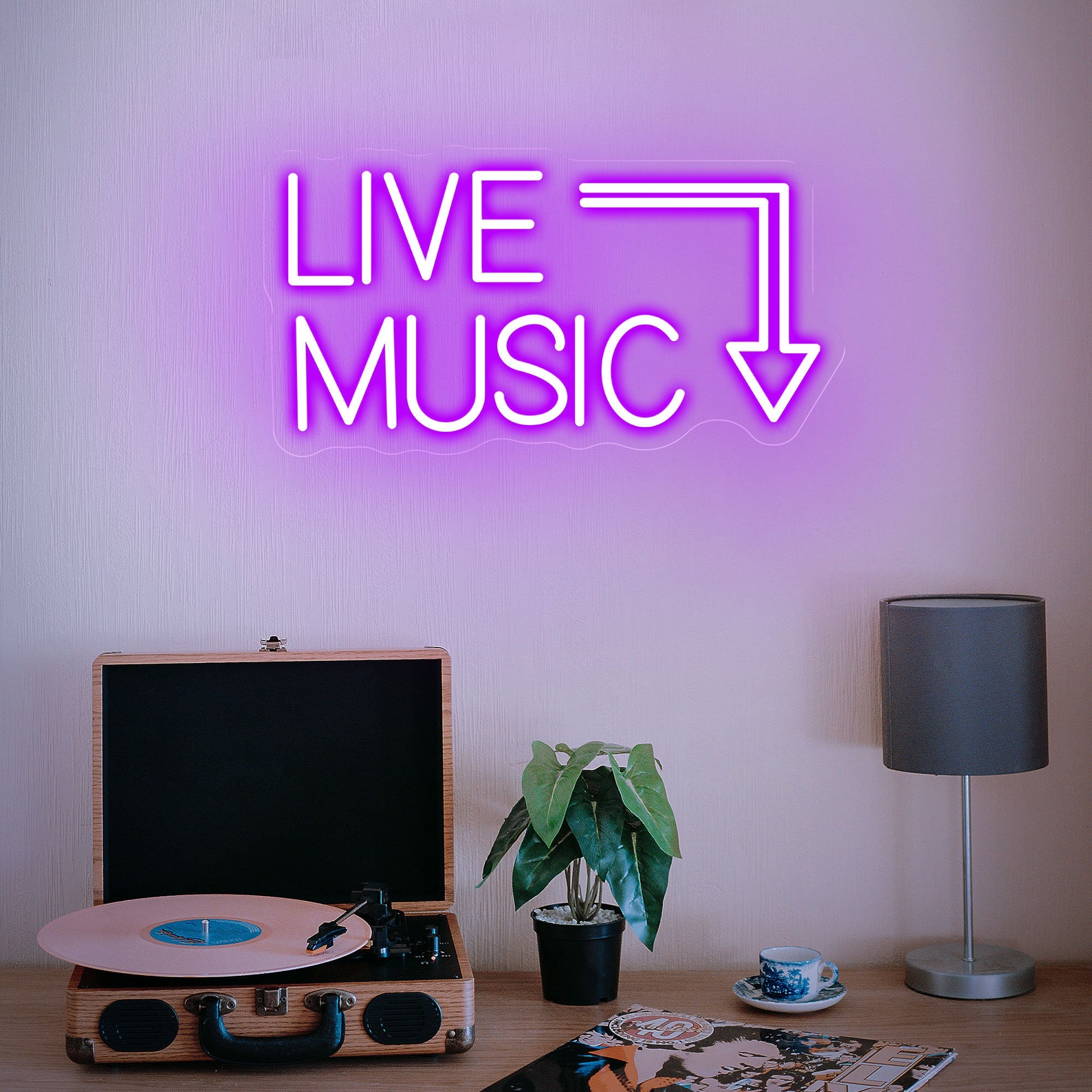 LIVE MUSIC LED Neon Sign, Custom Music Studio Neon Light Sign ...