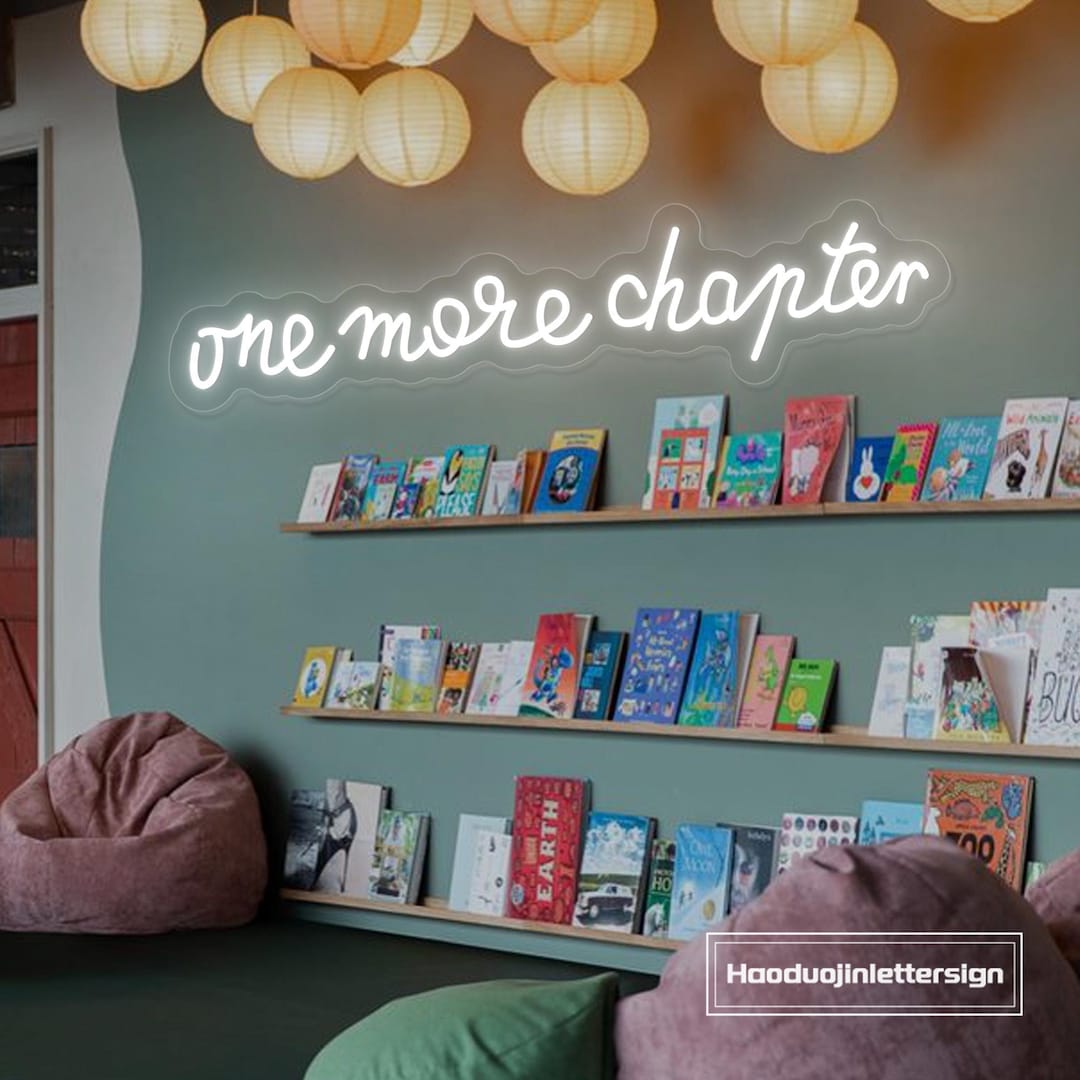 One More Chapter LED Neon Sign, Custom Home Library Neon Light Reading ...