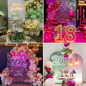 Custom Number LED Neon Sign, 18th Birthday Party Neon Number Letter ...