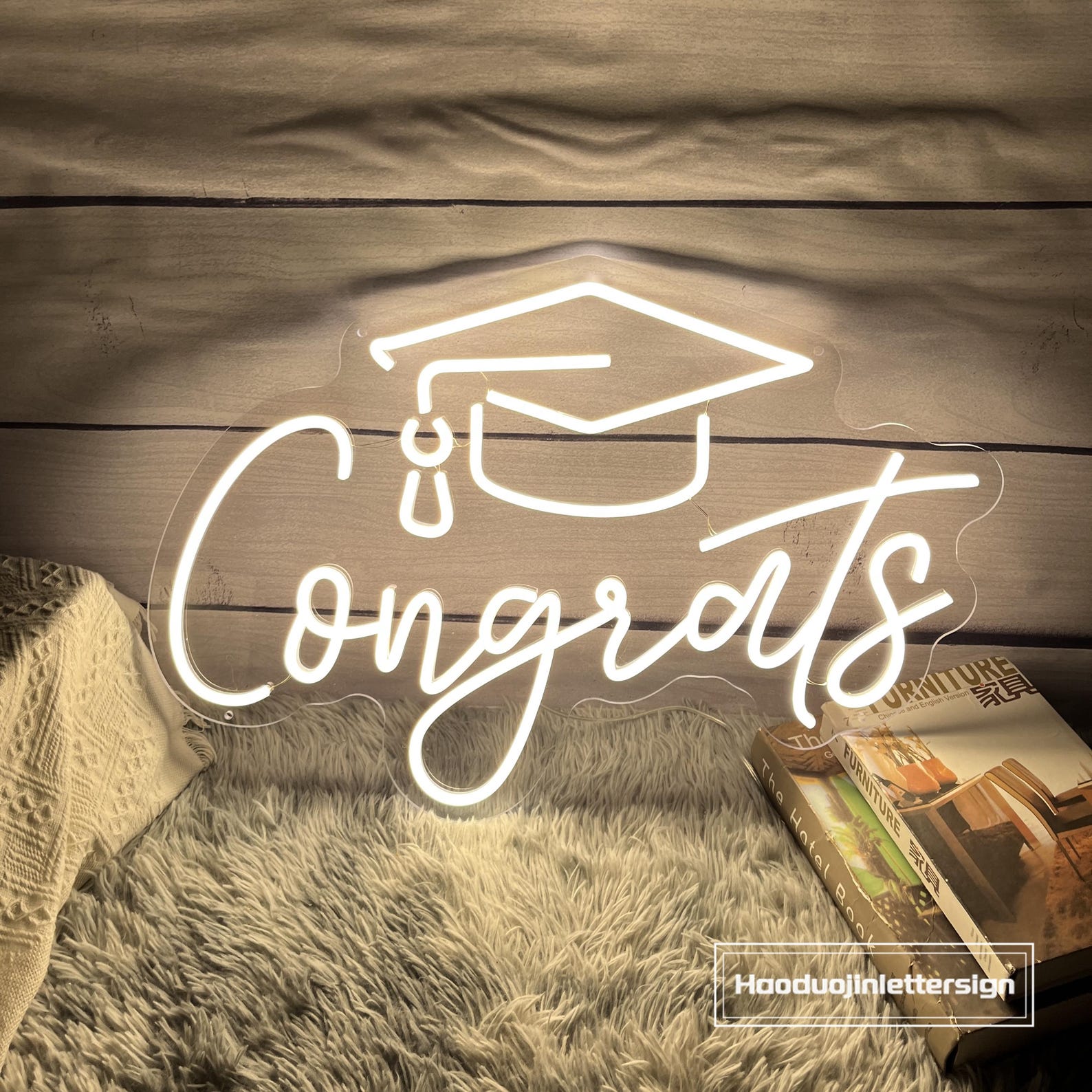 Congrats Graduation Cap Neon Sign, Custom Congrats Grad LED Neon Light ...