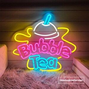 Bubble Tea Neon Sign, Custom Boba Tea Milk Tea LED Neon Light Drinks ...