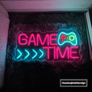 Game Time Neon Sign, Custom Game Room LED Neon Light up Sign Gaming ...